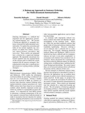 Báo cáo khoa học: "A Bottom-up Approach to Sentence Ordering for Multi-document Summarization" ppt