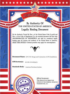 API 2510 – 2001 design and construction of LPG installations