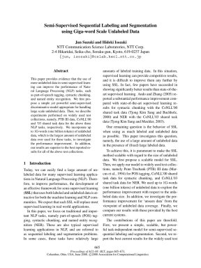 Báo cáo khoa học: "Semi-Supervised Sequential Labeling and Segmentation using Giga-word Scale