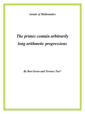 Đề tài " The primes contain arbitrarily long arithmetic progressions " pdf