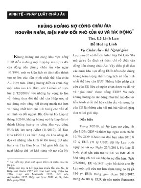 Báo cáo "Khủng hoảng nợ công châu Âu: nguyên nhân, biện pháp đối phó của châu Âu và tác động. " pptx