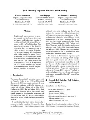 Báo cáo khoa học: "Joint Learning Improves Semantic Role Labeling ...