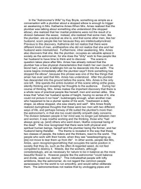 analysis of the astronomers wife by kay boyle