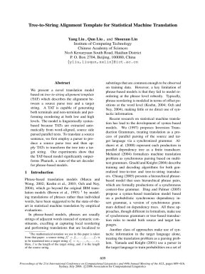 Báo cáo khoa học: "Tree-to-String Alignment Template for Statistical Machine Translation" pdf