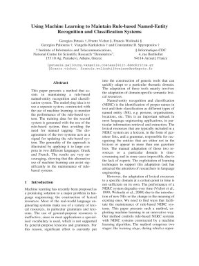 Báo cáo khoa học: "Using Machine Learning to Maintain Rule-based Named-Entity Recognition and ...