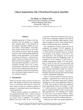 Báo cáo khoa học: "Chinese Segmentation with a Word-Based Perceptron Algorithm" docx