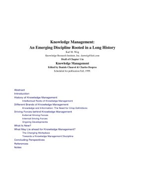 Knowledge Management: An Emerging Discipline Rooted in a Long History pdf