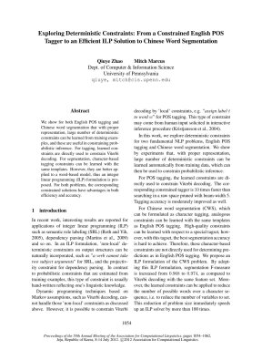 Báo cáo khoa học: "Exploring Deterministic Constraints: From a Constrained English POS Tagger to