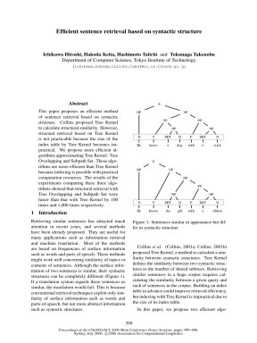 Báo cáo khoa học: "Efﬁcient sentence retrieval based on syntactic structure" pdf
