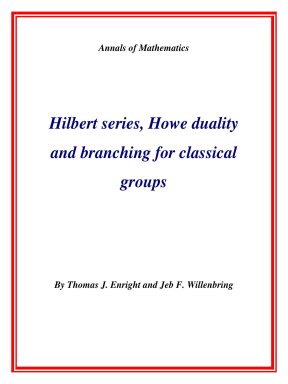 Đề tài " Hilbert series, Howe duality and branching for classical ...