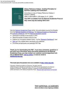 Dietary Reference Intakes: Guiding Principles for Nutrition Labeling ...