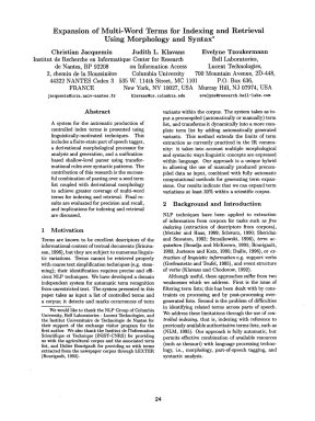 Báo cáo khoa học: "Expansion of Multi-Word Terms for Indexing and Retrieval Using Morphology and ...