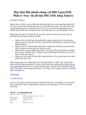 Hãy khởi đầu nhanh chóng với DB2 9 pureXML Phần 4: Truy vấn dữ liệu DB2 XML bằng