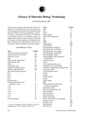 glossary of molecular biology terminology
