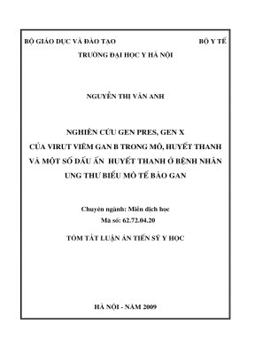 Nghiên cứu gen Pres, gen X của virut viêm gan B trong mô, huyết thanh ...