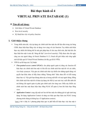 Bài thực hành Số 4: Virtual private database - Phần 1