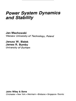 [Jan machowski, janusz bialek, jim bumby] power systems dynamics and stability