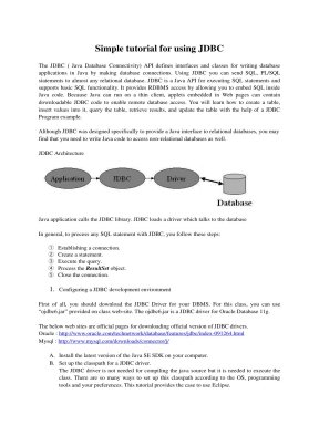 Simple tutorial for using JDBC