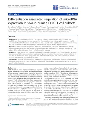 Báo cáo sinh học: "Differentiation associated regulation of microRNA expression in vivo in human ...