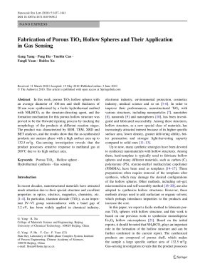 Báo cáo hóa học: " Fabrication of Porous TiO2 Hollow Spheres and Their ...