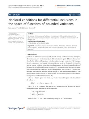 báo cáo hóa học: " Nonlocal conditions for differential inclusions in the space of functions of ...