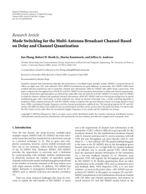Báo cáo hóa học: "Research Article Mode Switching for the Multi-Antenna Broadcast Channel Based ...