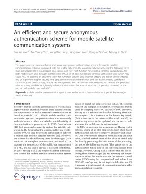 Báo cáo hóa học: " An efficient and secure anonymous authentication scheme for mobile satellite ...