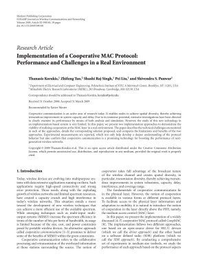 Báo cáo hóa học: " Research Article Implementation of a Cooperative MAC Protocol: Performance and