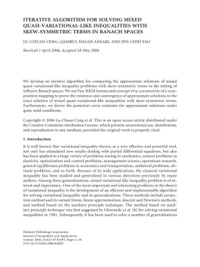 Báo cáo hóa học: "ITERATIVE ALGORITHM FOR SOLVING MIXED QUASI ...