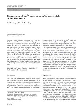 Báo cáo hóa học: " Enhancement of Sm3+ emission by SnO2 nanocrystals in ...