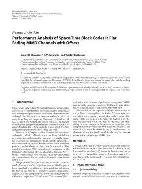 Báo cáo hóa học: " Research Article Performance Analysis of Space-Time Block Codes in Flat Fading