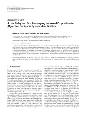 Báo cáo hóa học: " Research Article A Low Delay and Fast Converging Improved Proportionate Algo