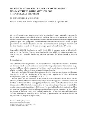 Báo cáo hóa học: "MAXIMUM NORM ANALYSIS OF AN OVERLAPPING NONMATCHING GRIDS METHOD FOR THE OBSTACLE