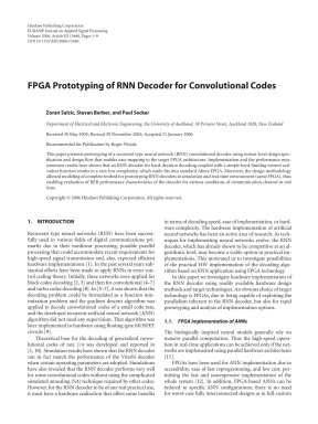 Báo cáo hóa học: " FPGA Prototyping of RNN Decoder for Convolutional Codes" doc