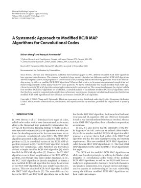 Báo cáo hóa học: "A Systematic Approach to Modiﬁed BCJR MAP Algorithms for Convolutional Codes" ppt