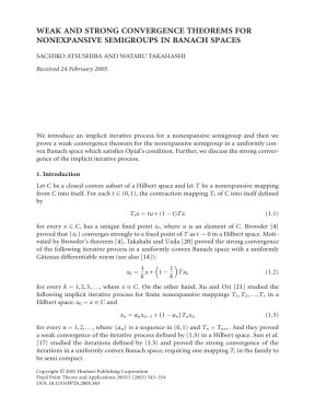 Báo cáo hóa học: " WEAK AND STRONG CONVERGENCE THEOREMS FOR NONEXPANSIVE SEMIGROUPS IN BANACH S