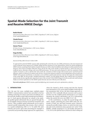 Báo cáo hóa học: "Spatial-Mode Selection for the Joint Transmit and Receive MMSE Design" doc