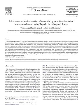 Microwave assisted extraction of curcumin by sample–solvent dual ...