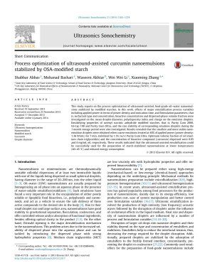 Process optimization of ultrasound assisted curcumin nanoemulsions ...