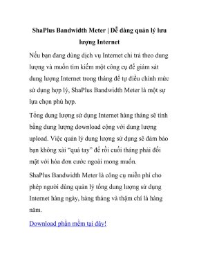 ShaPlus Bandwidth Meter | Dễ dàng quản lý lưu lượng Internet pdf