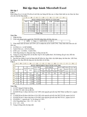 bài tập thực hành microsoft excel 1