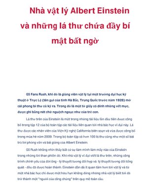 Nhà vật lý Albert Einstein và những lá thư chứa đầy bí mật bất ngờ doc