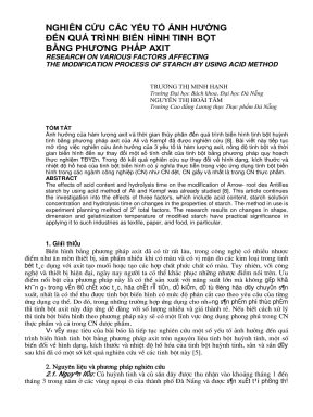 Báo cáo nghiên cứu khoa học: "NGHIÊN CỨU CÁC YẾU TỐ ẢNH HƯỞNG ĐẾN QUÁ TRÌNH