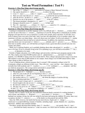 Test on Word Formation ( Test 9 ) doc