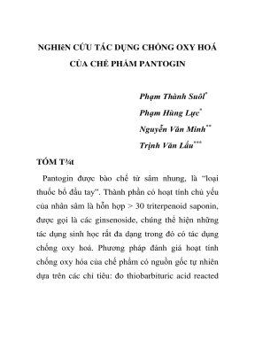 Báo cáo y học: "NGHIêN CỨU TÁC DỤNG CHỐNG OXY HOÁ CỦA CHẾ PHẨM PANTOGIN ...