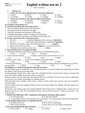 English written test no 2 pdf