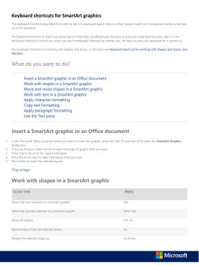 keyboard shortcuts for smartart graphics