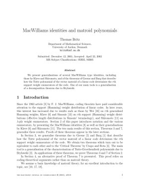 Báo cáo toán học: "MacWilliams identities and matroid polynomials" doc
