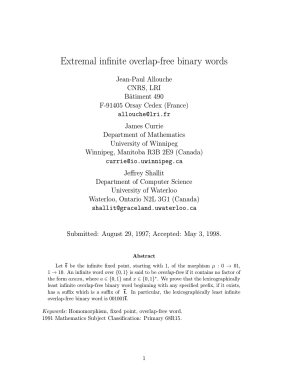 Báo cáo toán học: " Extremal inﬁnite overlap-free binary words" potx