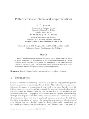 Báo cáo toán học: "Pattern avoidance classes and subpermutations" pdf